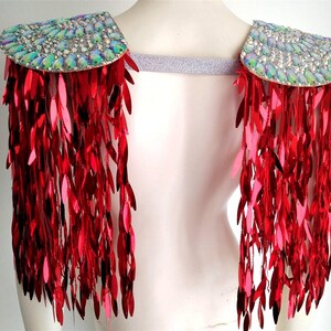 Epaulets Large AB Crystal Laser Cut Sequin Fringes MADE in USA Have ...