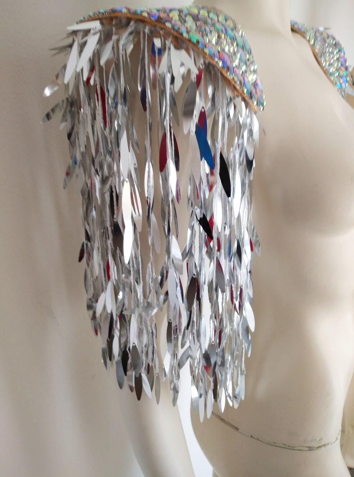Epaulets Large AB Crystal Laser Cut Sequin Fringes MADE in USA Have ...
