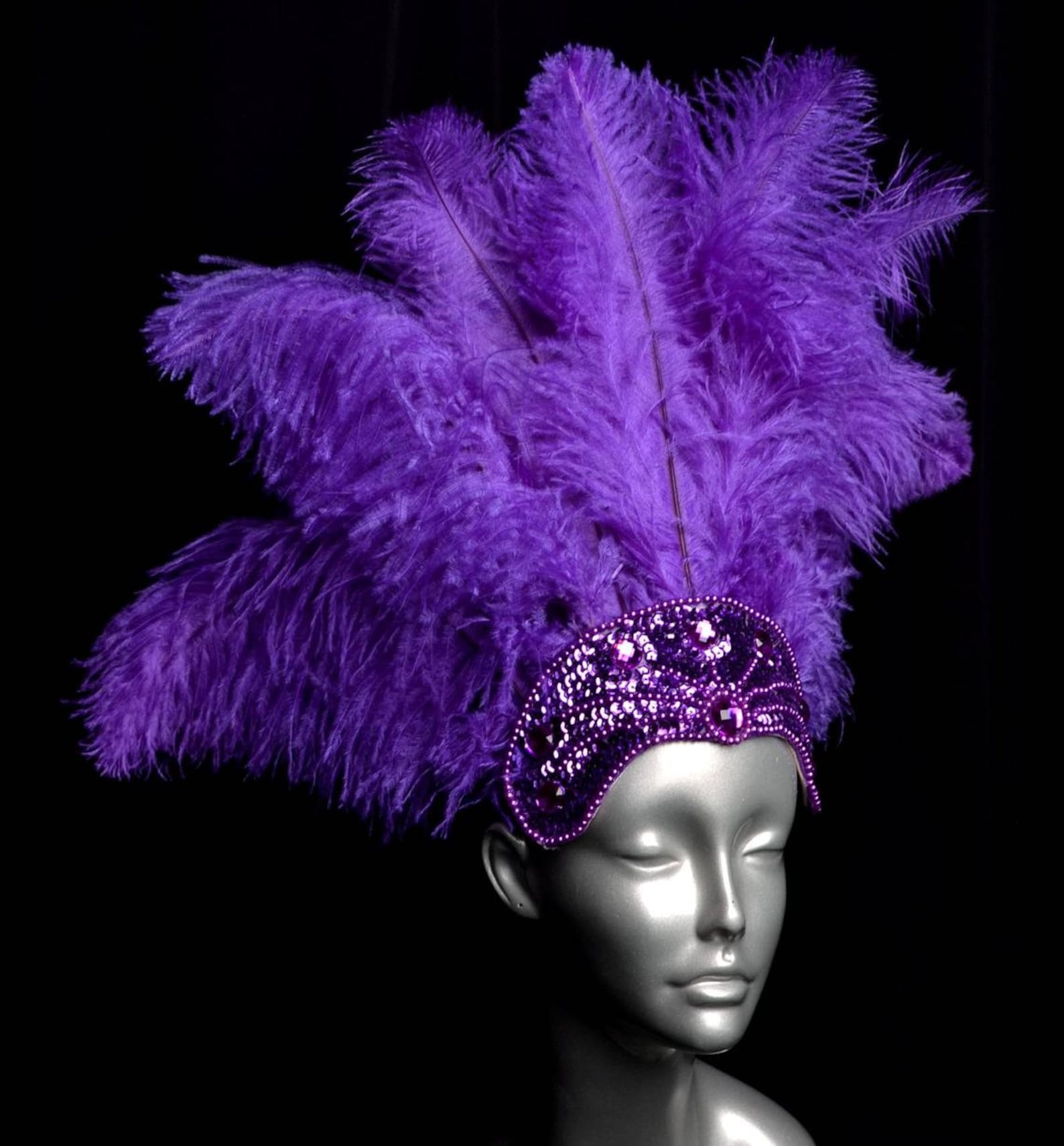 Carnival FEATHERS Carnival Crown Made in USA Sequin Beaded Tiara All ...