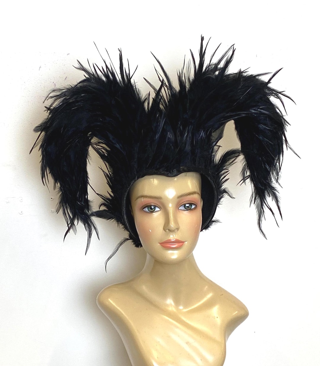 Black Feather Horn Helmet Headdress: Lady Gaga Coachella Inspired - Etsy