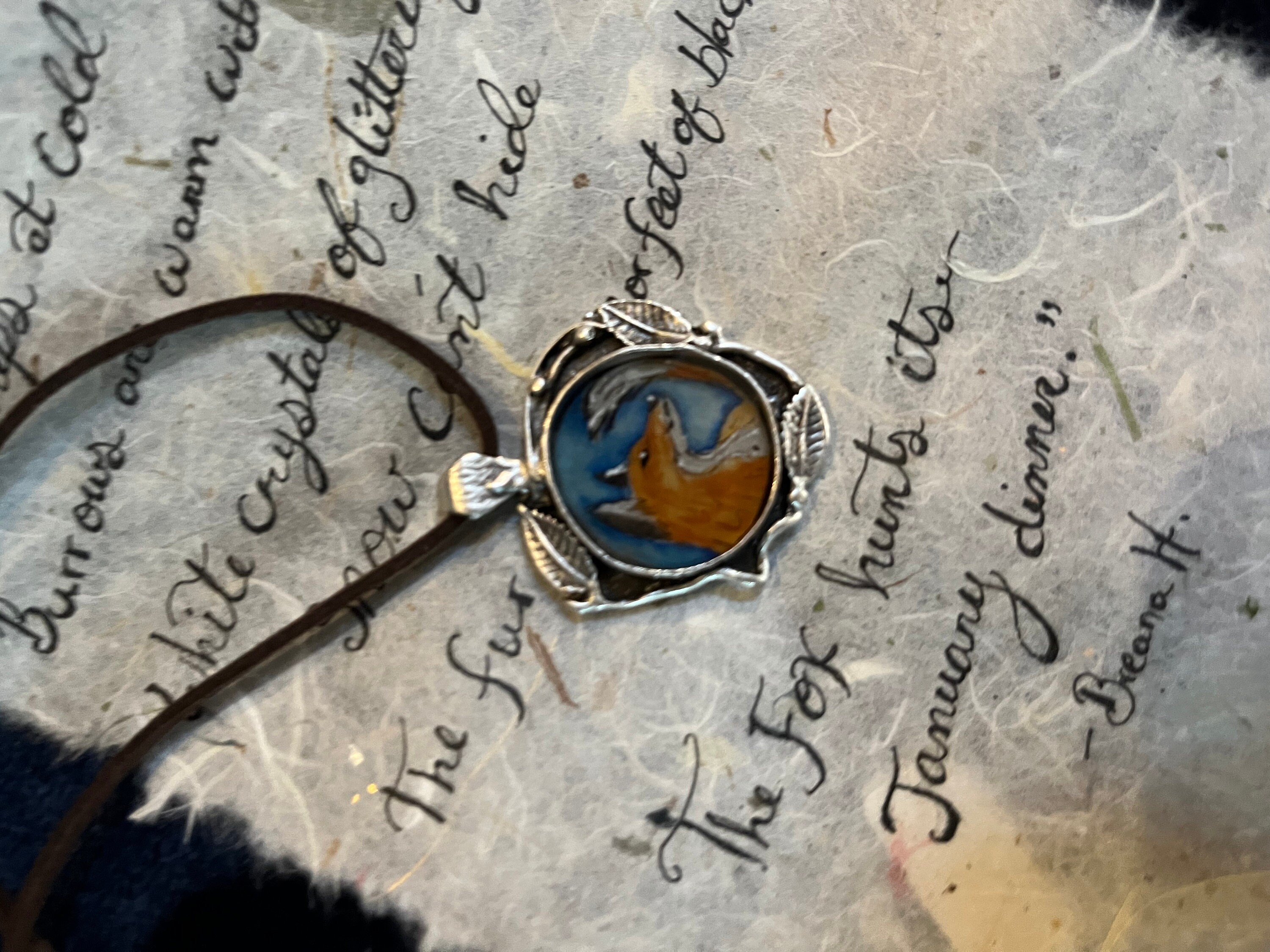 January Fox- Hand Painted, Watercolor Necklace and Poem - Etsy