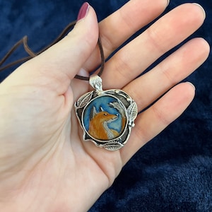 January Fox- Hand Painted, Watercolor Necklace and Poem - Etsy
