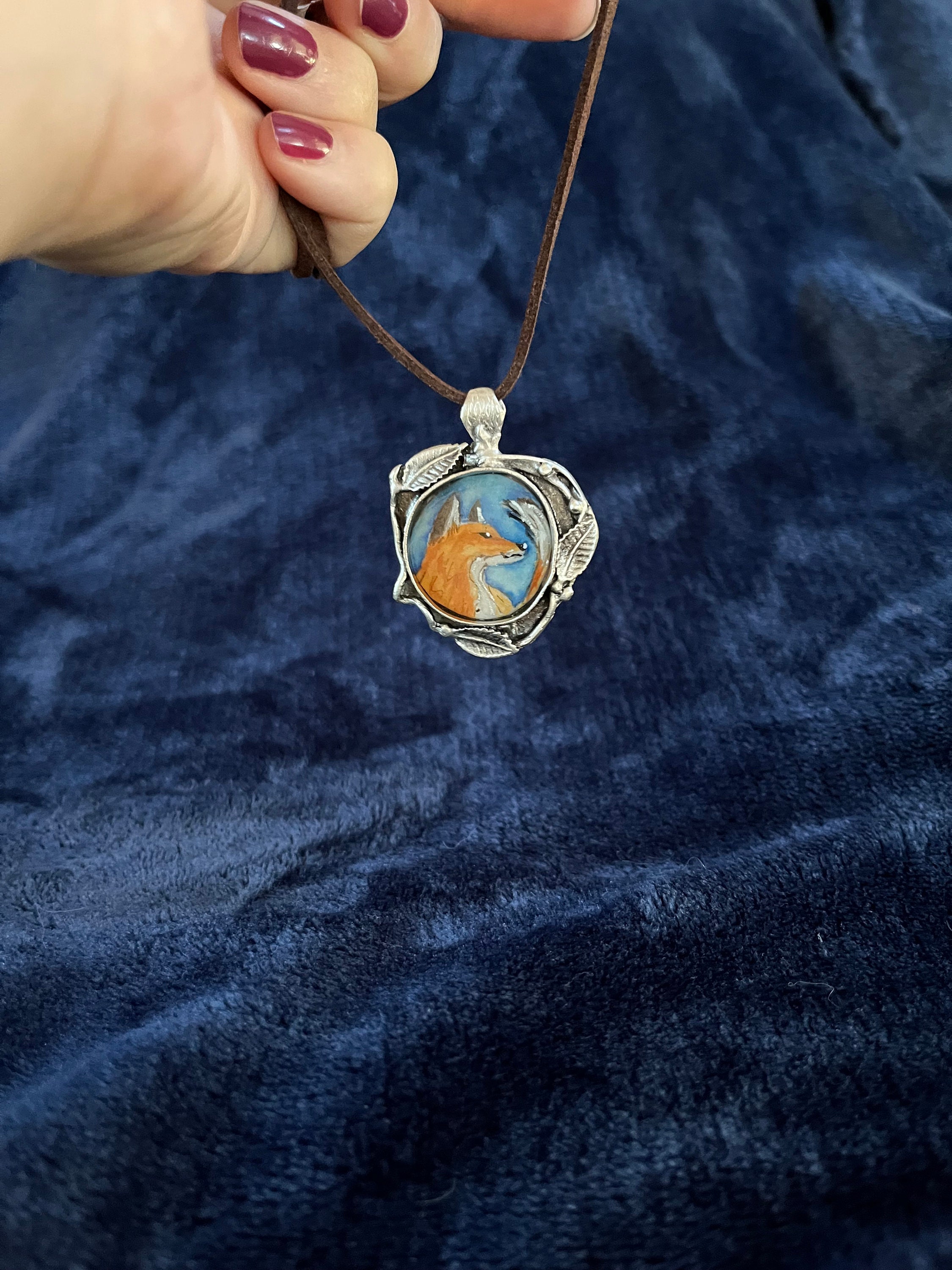 January Fox- Hand Painted, Watercolor Necklace and Poem - Etsy