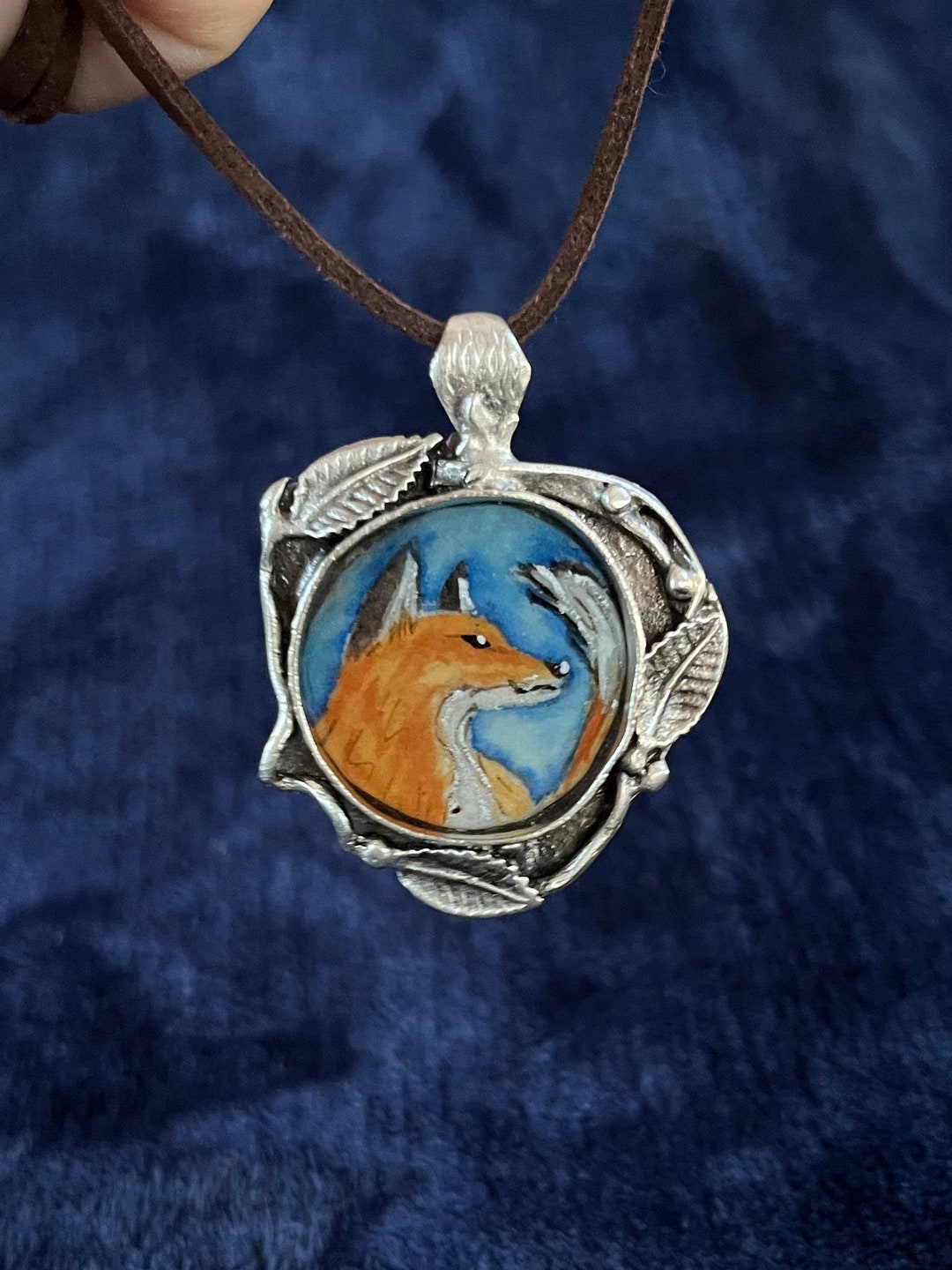 January Fox- Hand Painted, Watercolor Necklace and Poem - Etsy