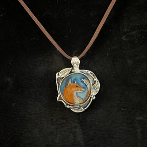 January Fox- Hand Painted, Watercolor Necklace and Poem - Etsy
