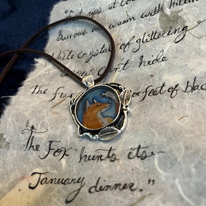 January Fox- Hand Painted, Watercolor Necklace and Poem - Etsy