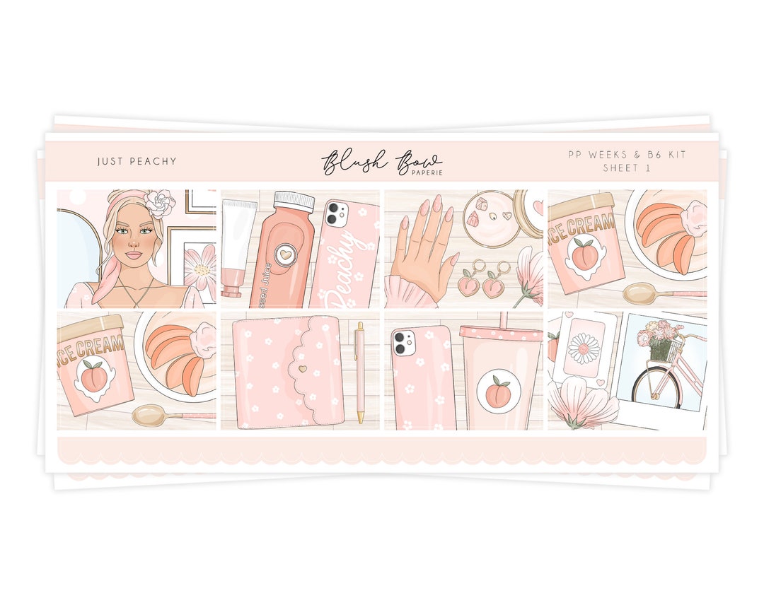 PP WEEKS & B6 Just Peachy Kit Sticker Kit, Stickers for Print Pression PP Weeks, B6, Pocket ...
