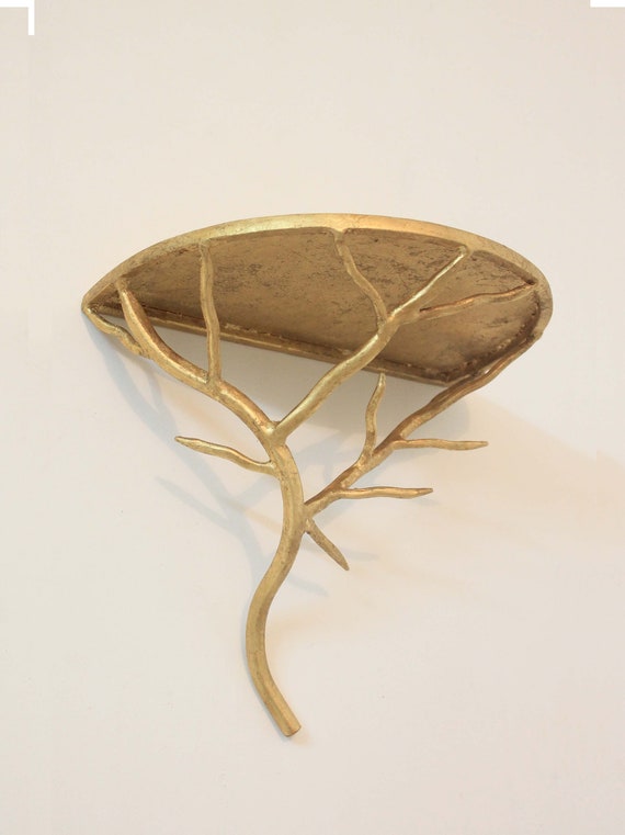 Iron Branch Wall Shelf With Gold Leaf Finish - Etsy