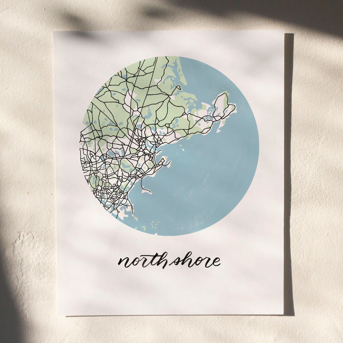 North Shore Map | 8"x10" Illustrated Massachusetts Print - Etsy