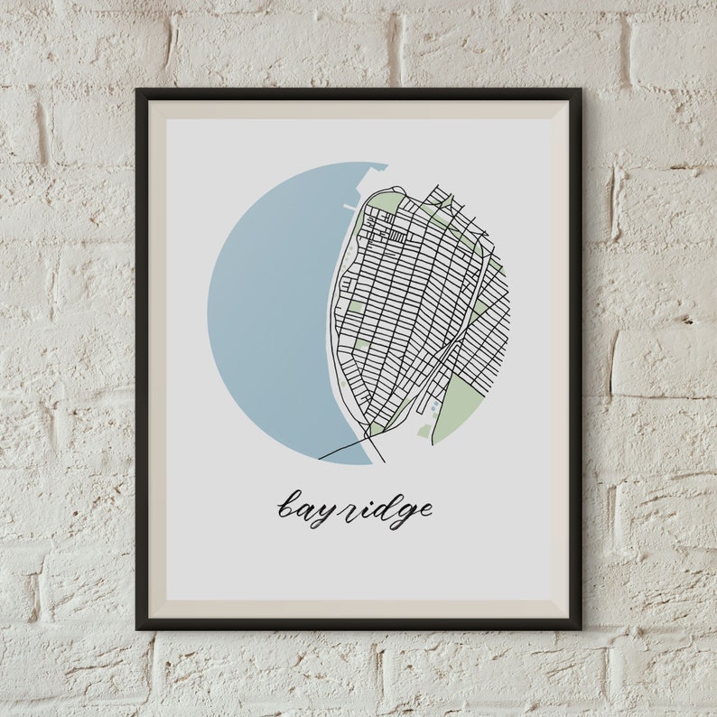 Bay Ridge Map | Illustrated 8"x10" Brooklyn, NYC Neighborhood Print - Etsy