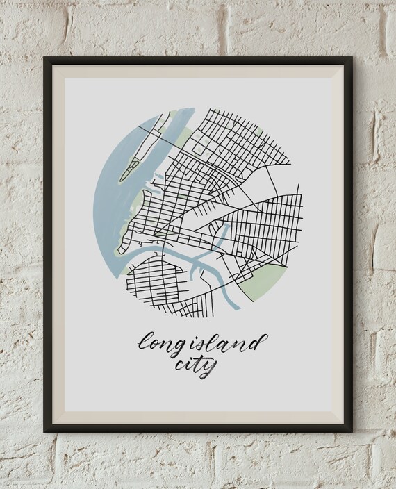 Long Island City Map 8x10 Illustrated Queens | Etsy