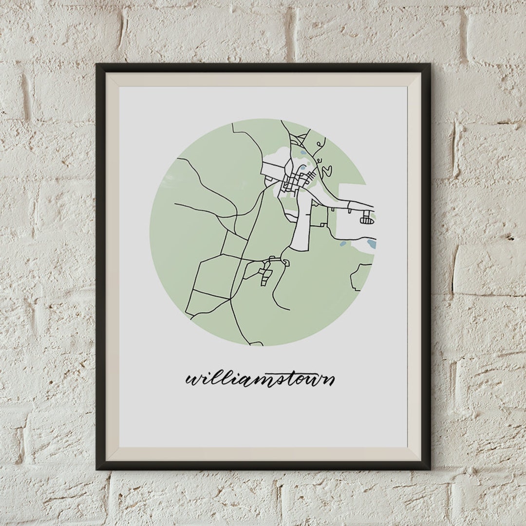 Williamstown Map | 8"x10" Illustrated Massachusetts Williams College ...