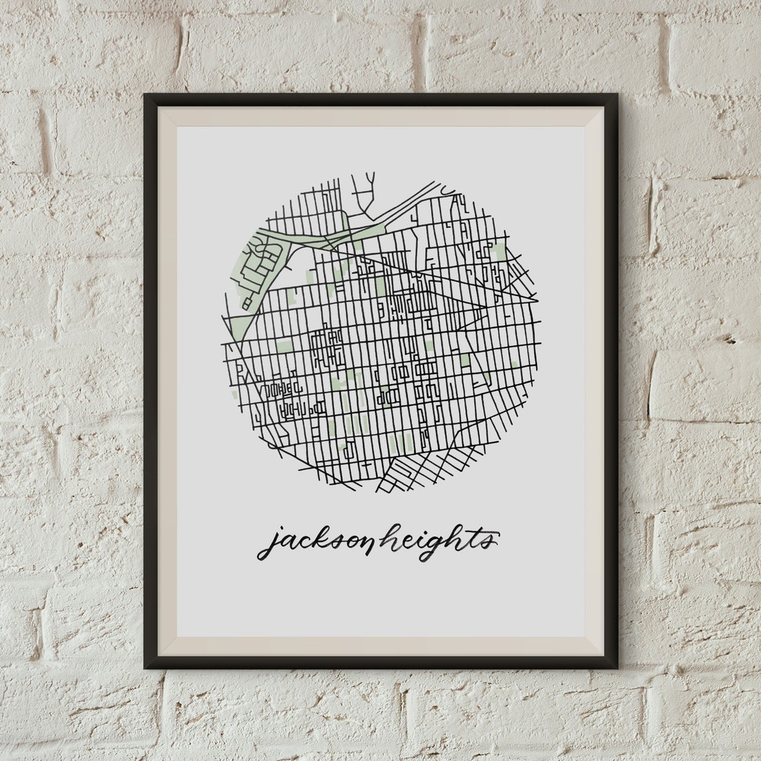 Jackson Heights Map 8x10 Illustrated Queens, NYC Neighborhood Print - Etsy