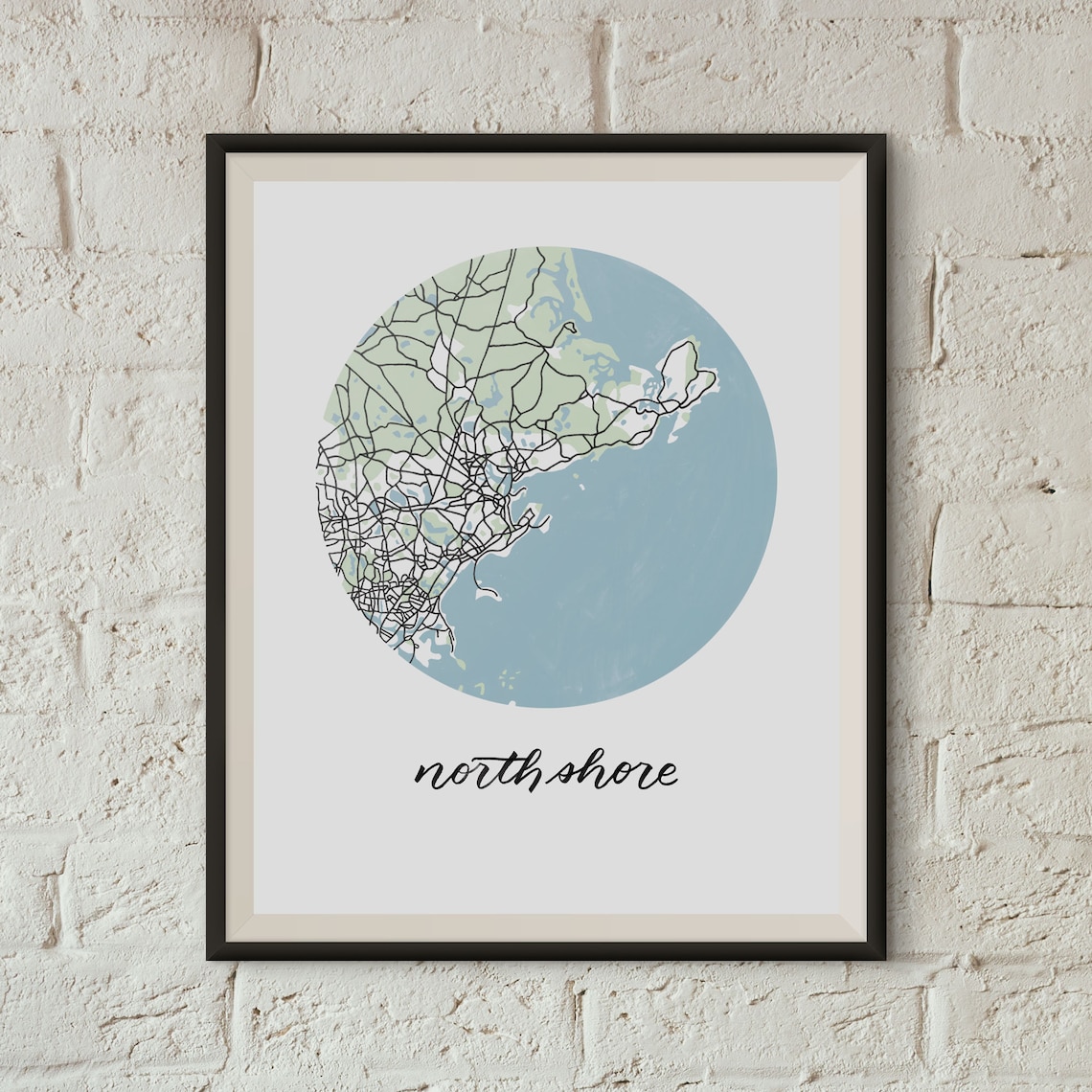 North Shore Map 8x10 Illustrated Massachusetts - Etsy