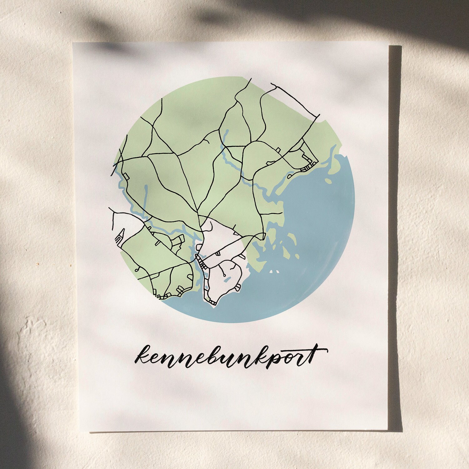 Kennebunkport Maine Map | 8"x10" Illustrated Print - Etsy