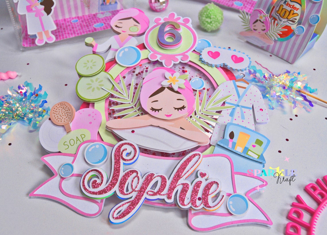 Personalised Spa Day Cake Topper | Pamper Party | Birthday Set - Etsy UK