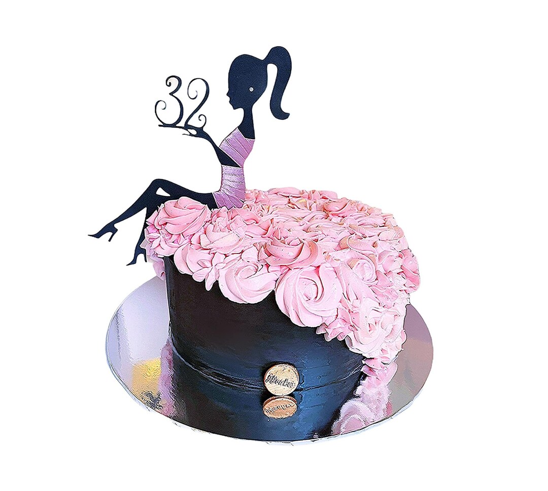 Birthday Girl Cake Topper, Sitting Girl, Woman's Silhouette, Lady ...