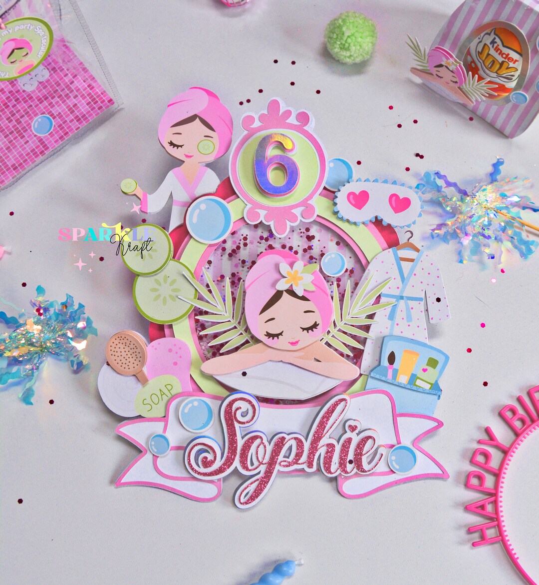 Personalised Spa Day Cake Topper | Pamper Party | Birthday Set - Etsy UK