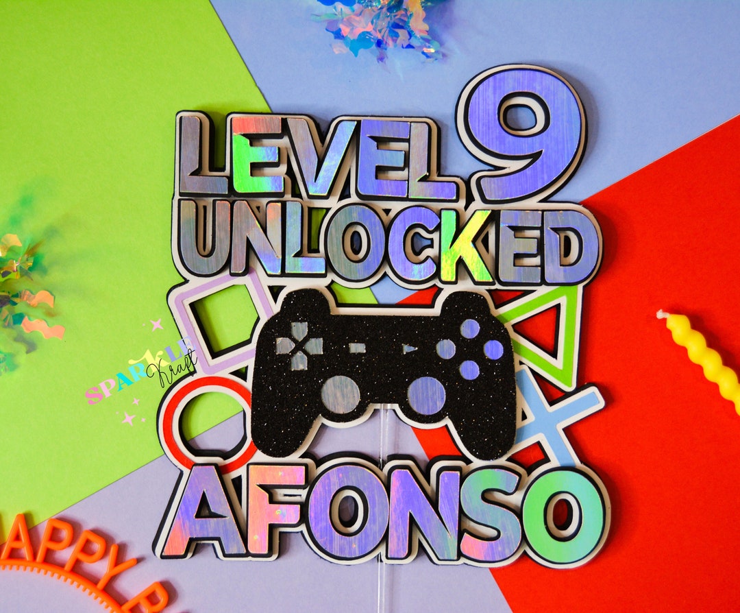 Personalised Gaming Cake Topper | Level up | Level Unlocked - Etsy UK