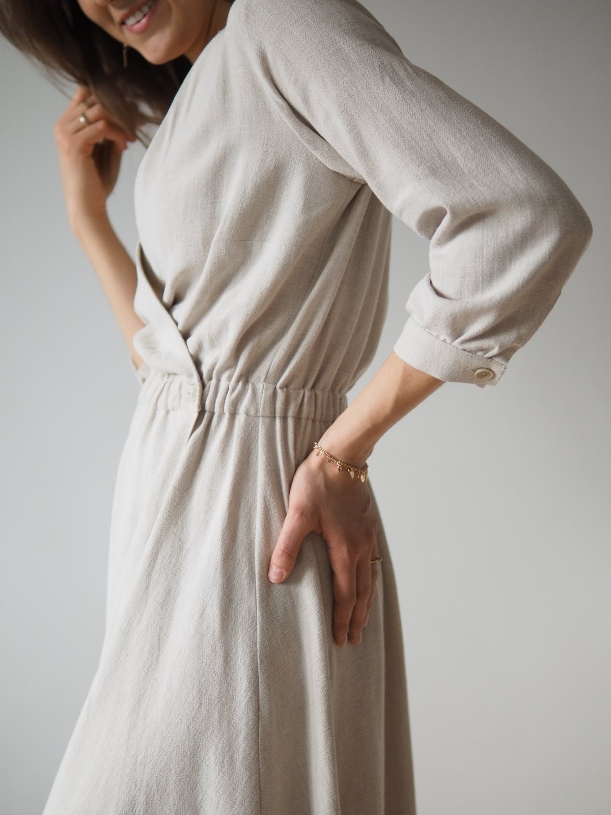 Beige Dress Made of Viscose and Linen - Etsy