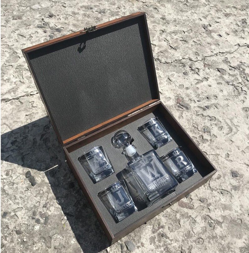 Whiskey Decanter Set Custom Whiskey Box Personalized | Etsy