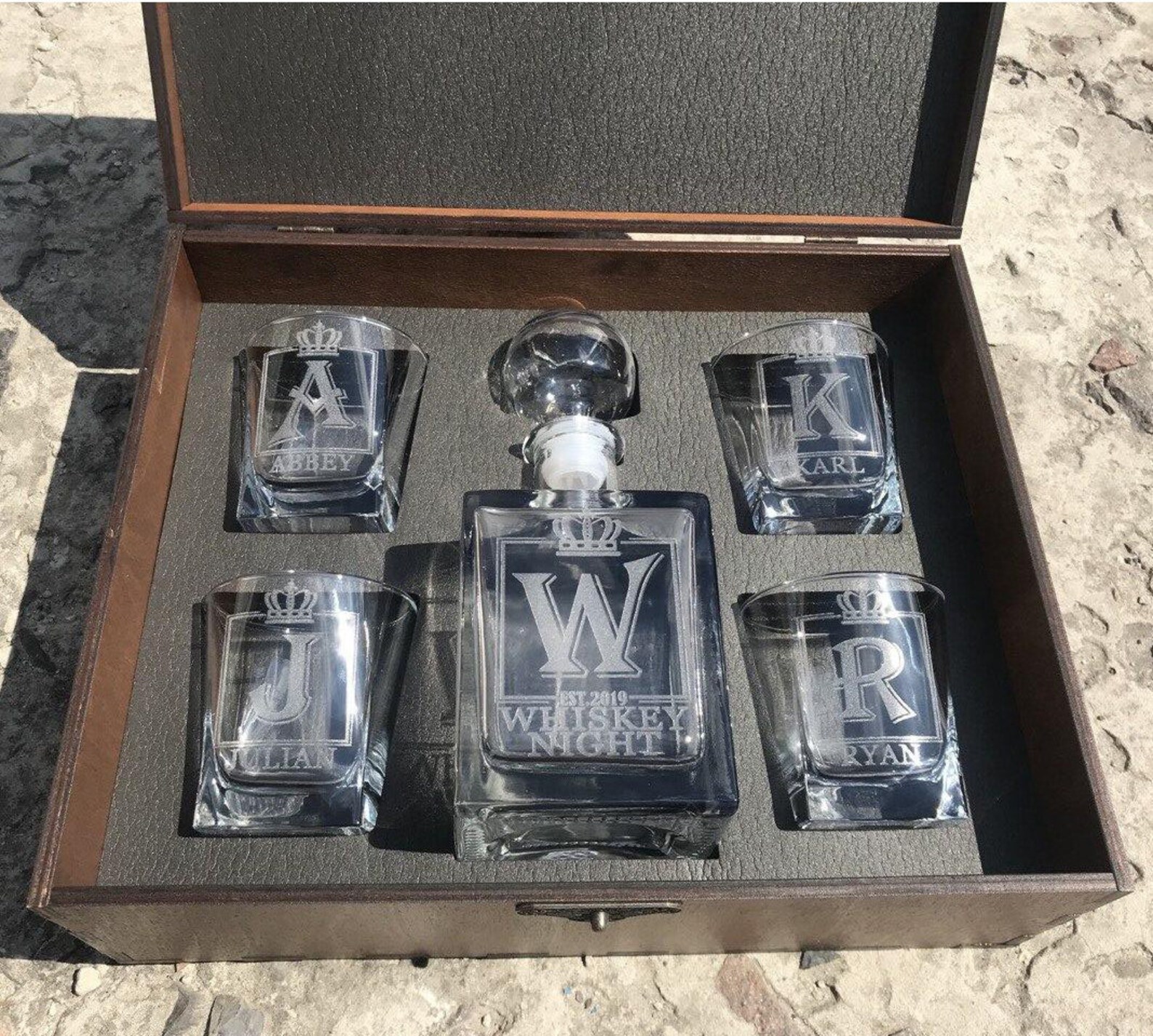 Whiskey Decanter Set Custom Whiskey Box Personalized | Etsy