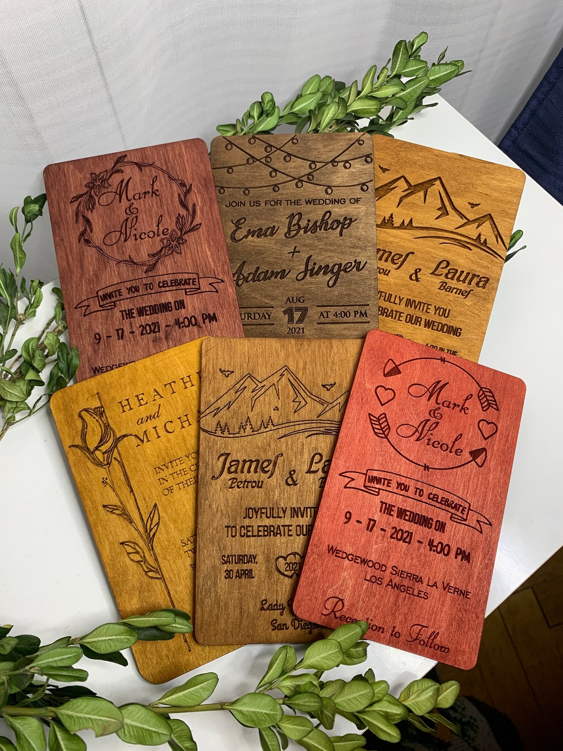 Wedding Invitation Real Wood Weddings Engraved Wooden Card | Etsy