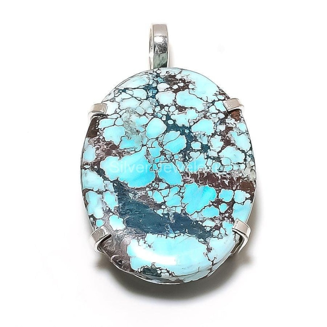 Handcrafted Natural Turquoise Pendant, Gemstone Pendant, Blue Pendant ...