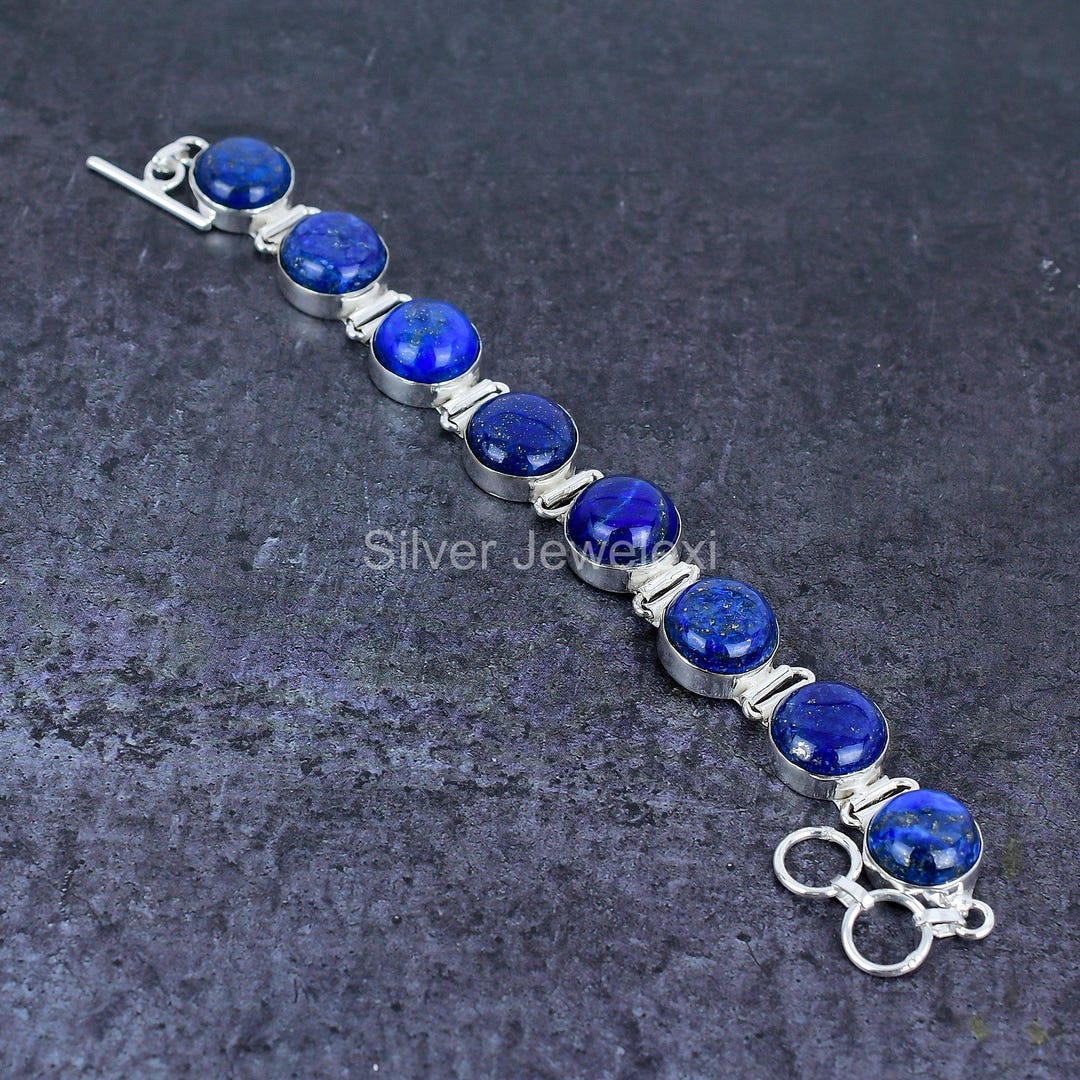 Valuable Lapis Lazuli Bracelet, Blue Gemstone Bracelet, Chain Bracelet ...
