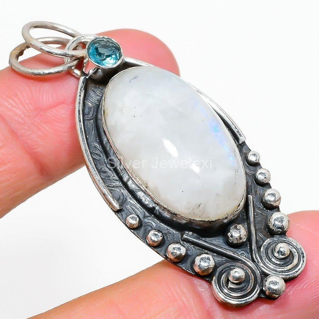 Rare Natural Moonstone Pendant, Gemstone Pendant, White Pendant, 925 ...