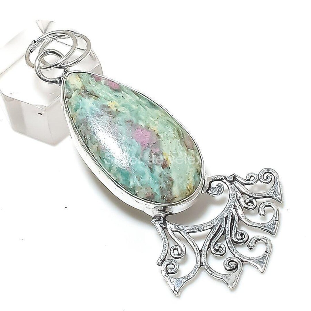 Precious Ruby Fuchsite Pendant, Red Gemstone Pendant, Pendant, 925 ...