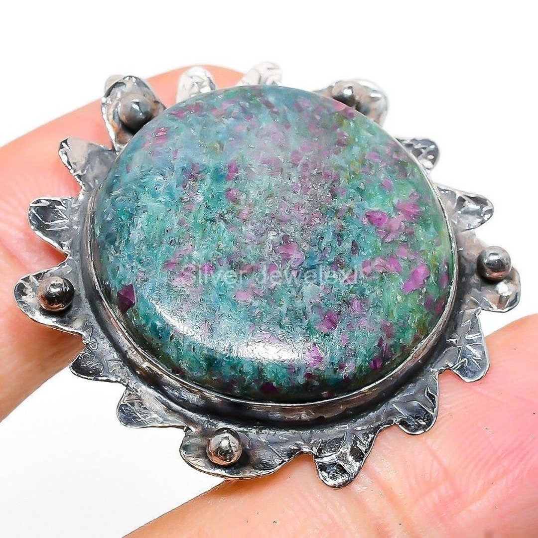 Exquisite Natural Ruby in Fuchsite Pendant, Gemstone Pendant, Green ...