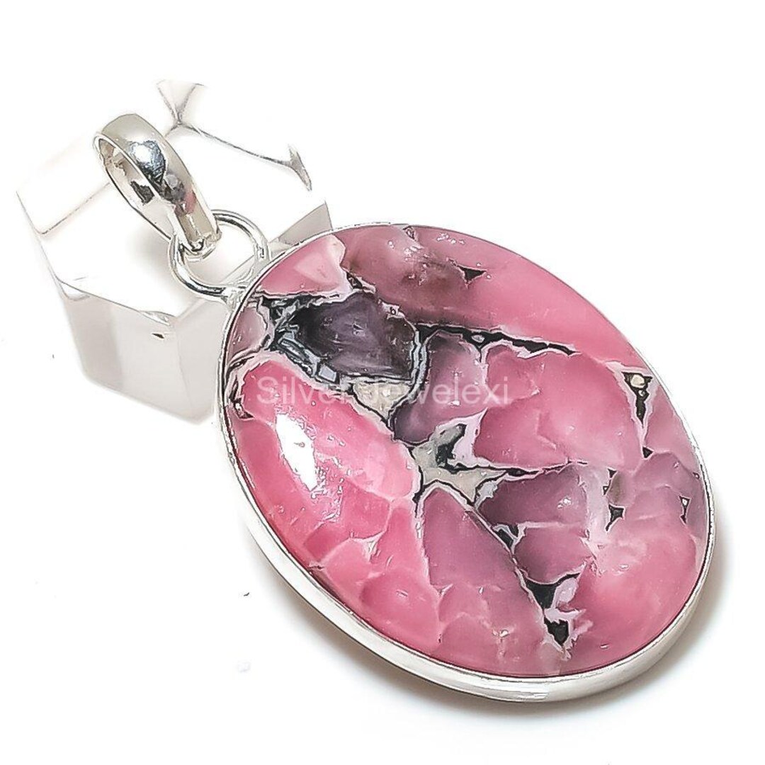 Exquisite Rhodochrosite Pendant, Pink Gemstone Pendant, Pendant, 925 ...