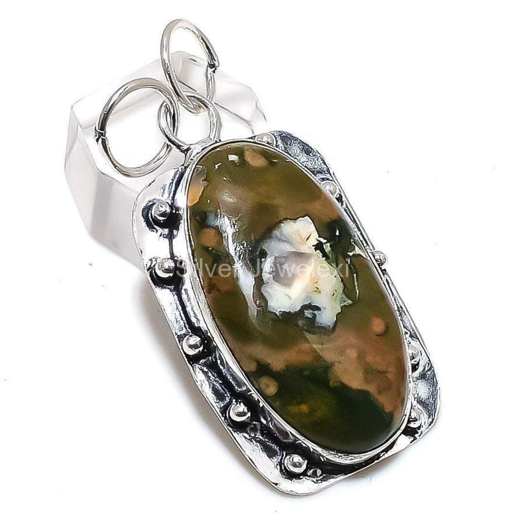 Exquisite Rainforest Jasper Pendant, Gemstone Pendant, Brown Pendant ...