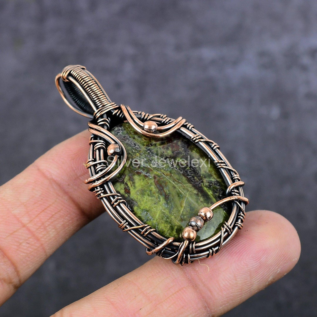 Handmade Natural Jasper Pendant, Gemstone Pendant, Green Pendant ...