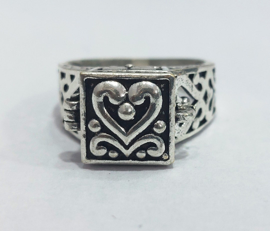 Unique Solid Silver Poison Ring, Openable Poison Box Ring, 925 Sterling ...