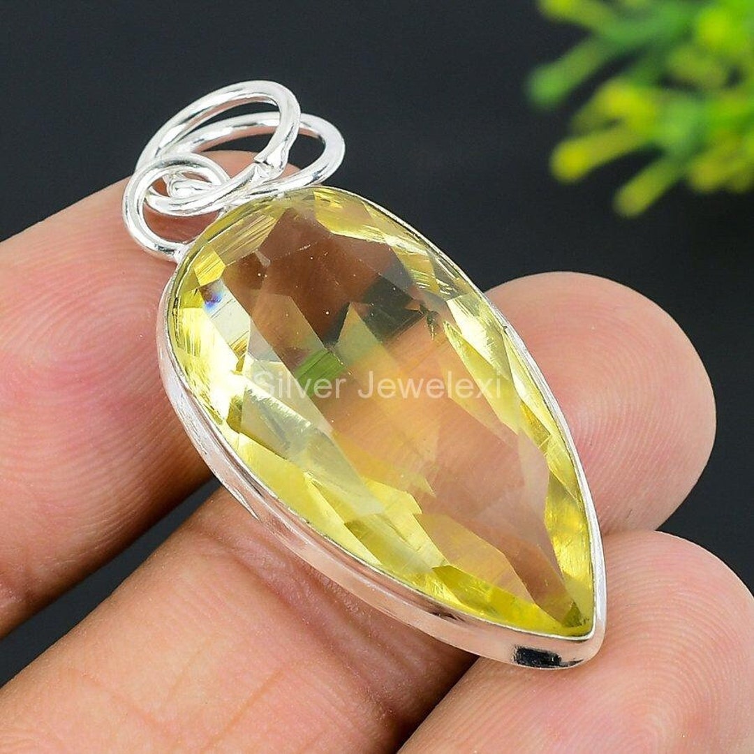 100% Genuine Citrine Pendant, Gemstone Pendant, Yellow Pendant, 925 ...