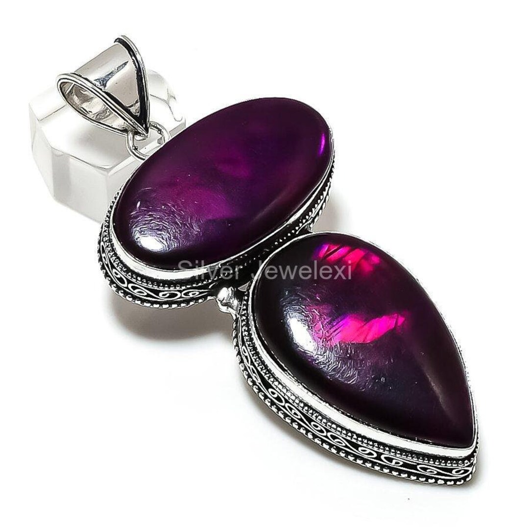 Sparkling Pink Labradorite Pendant, Pink Gemstone Pendant, Pendant, 925 ...