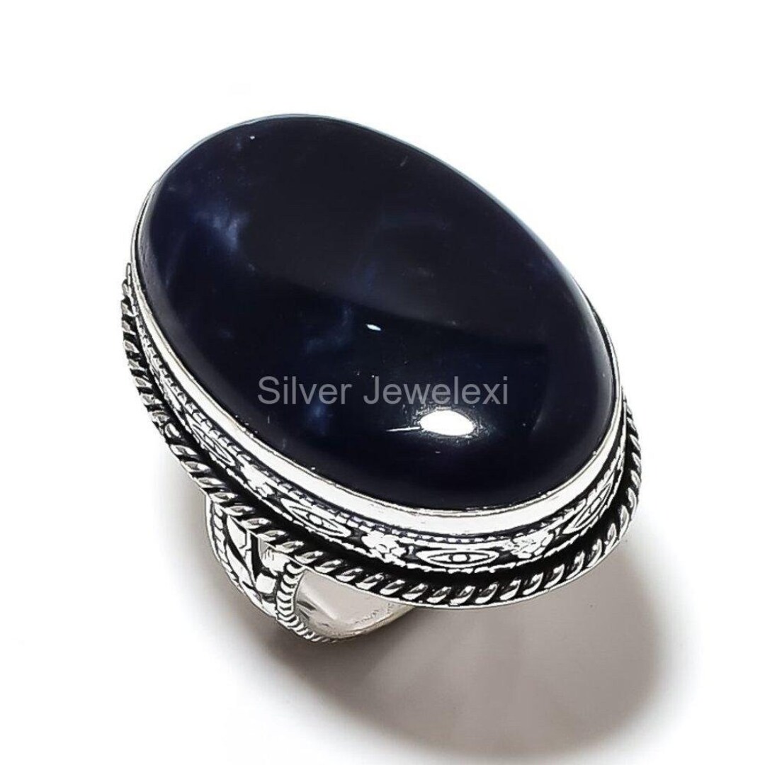 Antique Natural Sodalite Ring Gemstone Ring Blue Band Ring - Etsy
