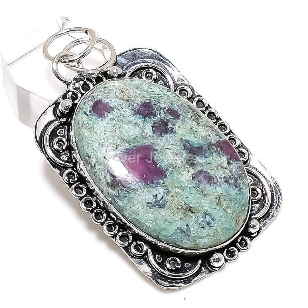 Exquisite Natural Ruby in Fuchsite Pendant, Gemstone Pendant, Green ...