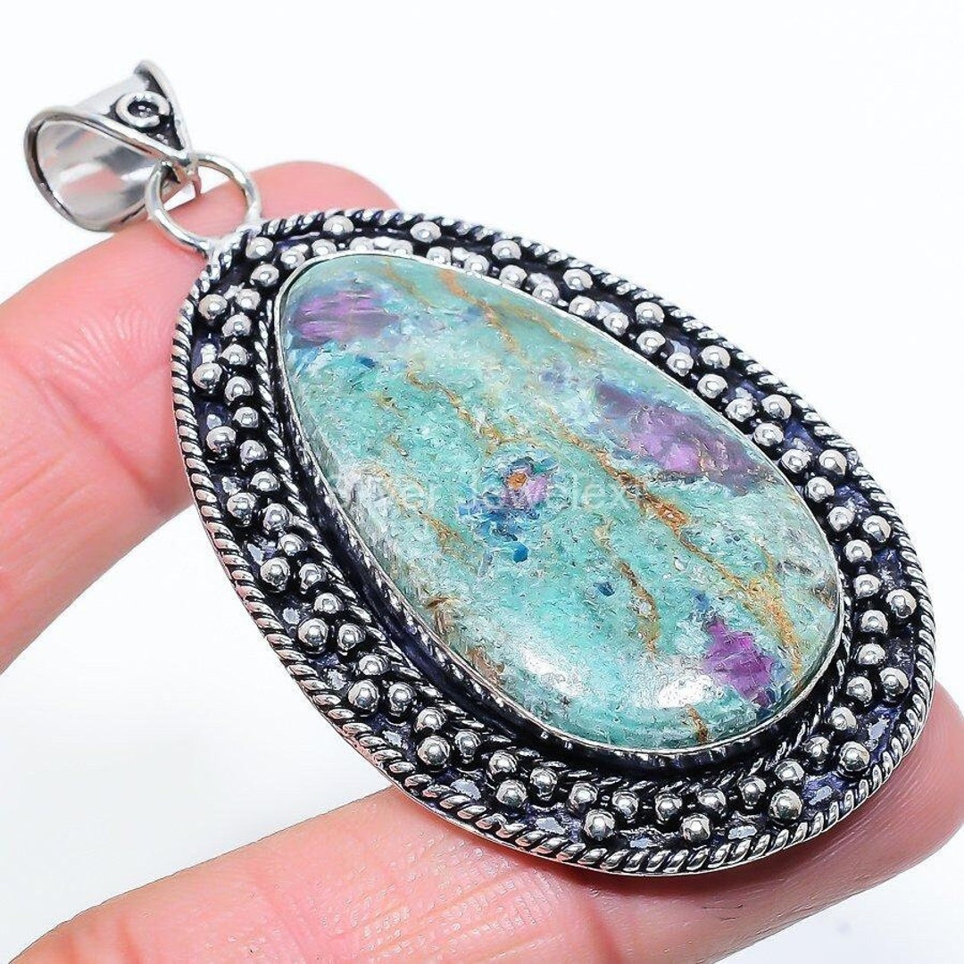 Precious Natural Ruby in Fuchsite Pendant, Gemstone Pendant, Green ...