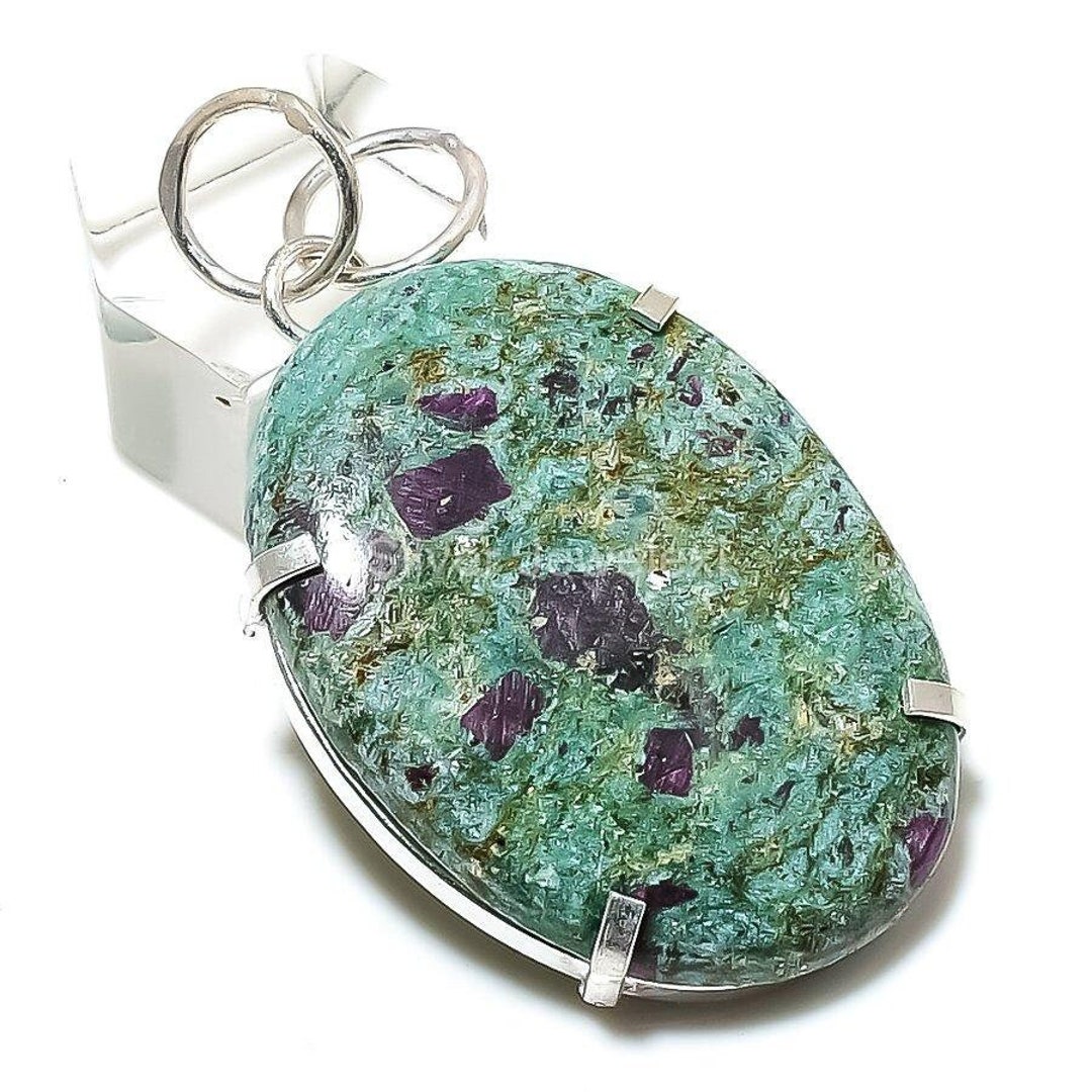 Precious Ruby in Fuchsite Pendant, Gemstone Pendant, Green Pendant, 925 ...
