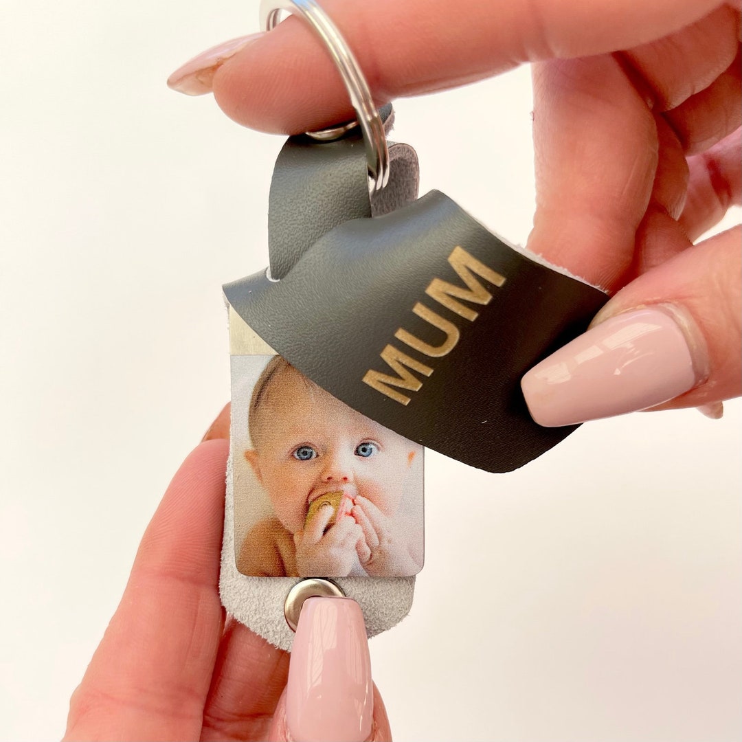 Personalised Mum Photo Keyring / Leather Photo Keychain / Mother's Day ...