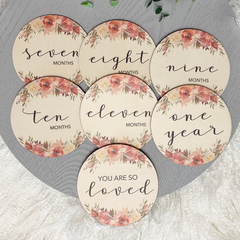 Milestone Cards Wooden Milestone Discs Newborn Milestone Baby | Etsy