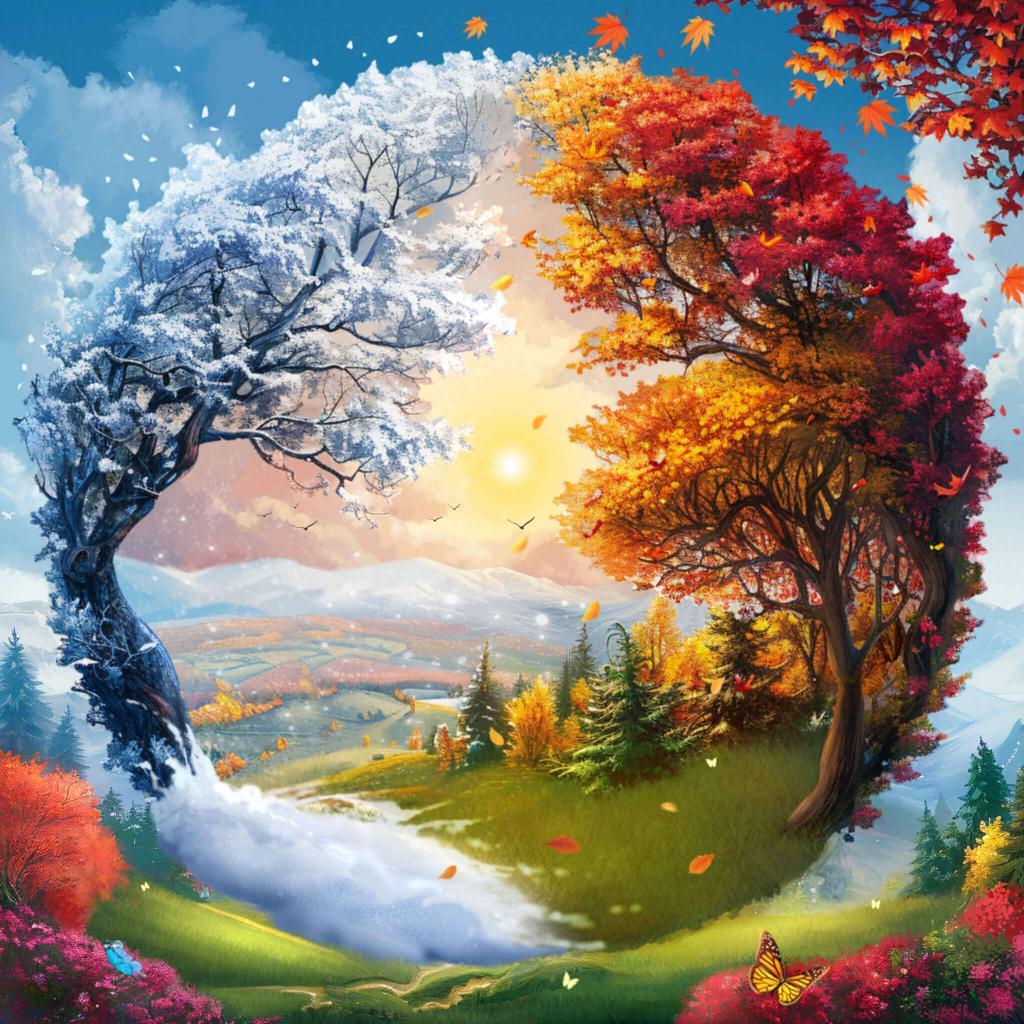Winter and Fall Tree - Etsy
