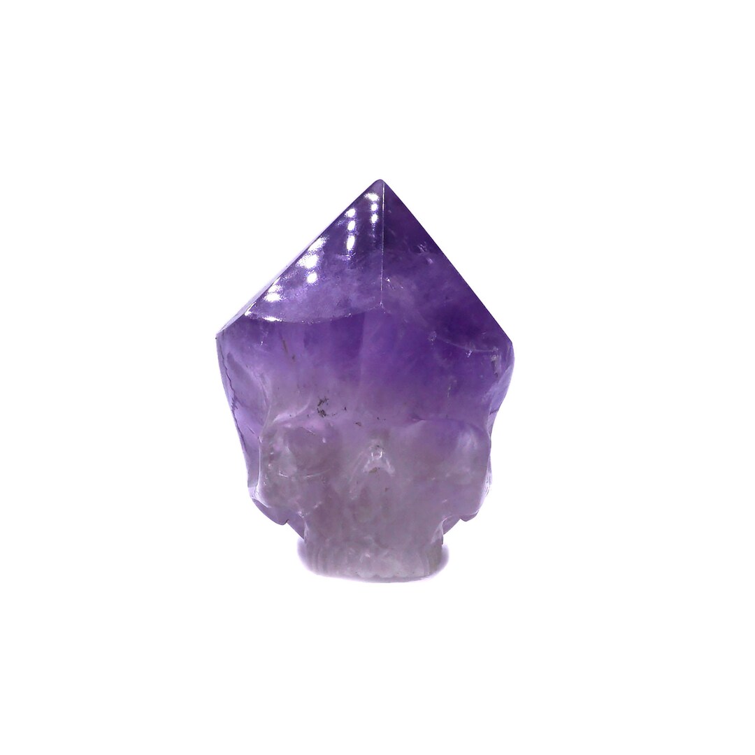 Hand Carved Amethyst Point Crystal Skull Sculpture Crystal - Etsy