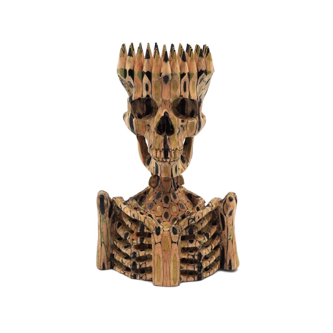 Hand Carved Wood Pencil Skull, Faber-castell Color Pencils, 480 Pencils ...