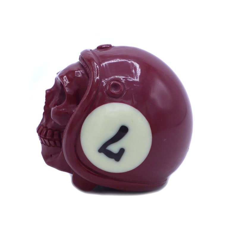 Hand Carved Helmet Pool Ball Skull No.7, Biker Skull Gift, Gift Boxed ...