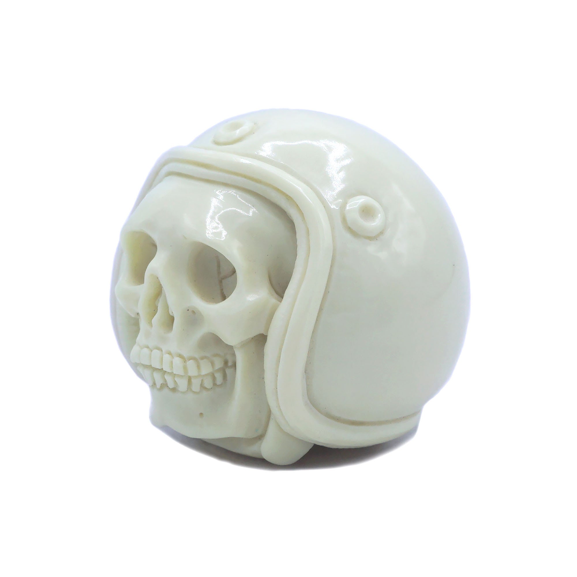 Hand Carved Helmet Cue Ball Skull, Gift Boxed, White Pool Ball Art ...