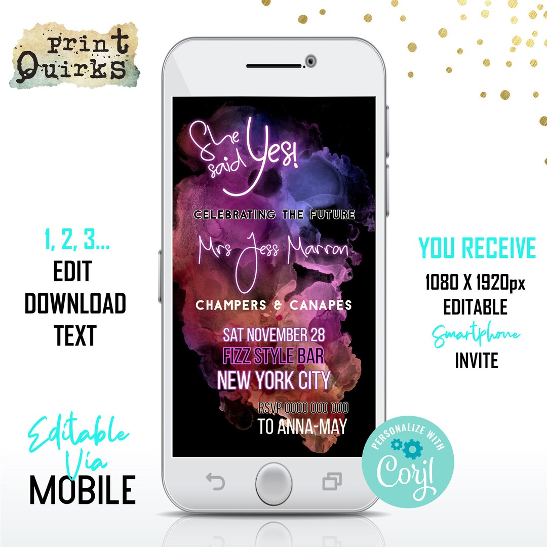 Bachelorette Party / She Said Yes / Champagne and Canapes / Smartphone ...